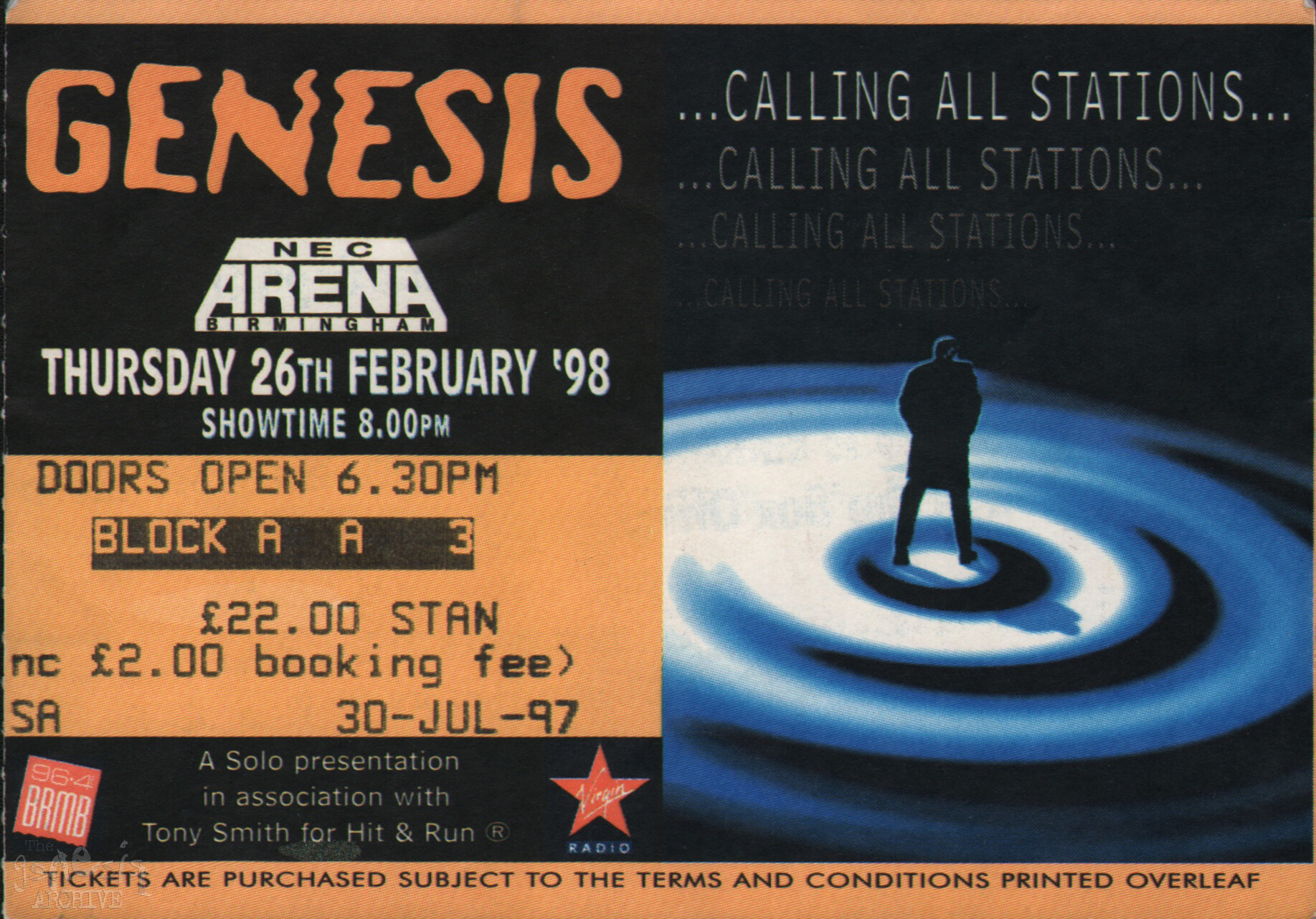Ticket – Genesis – The Nec – Birmingham – 26th February – The Genesis ...