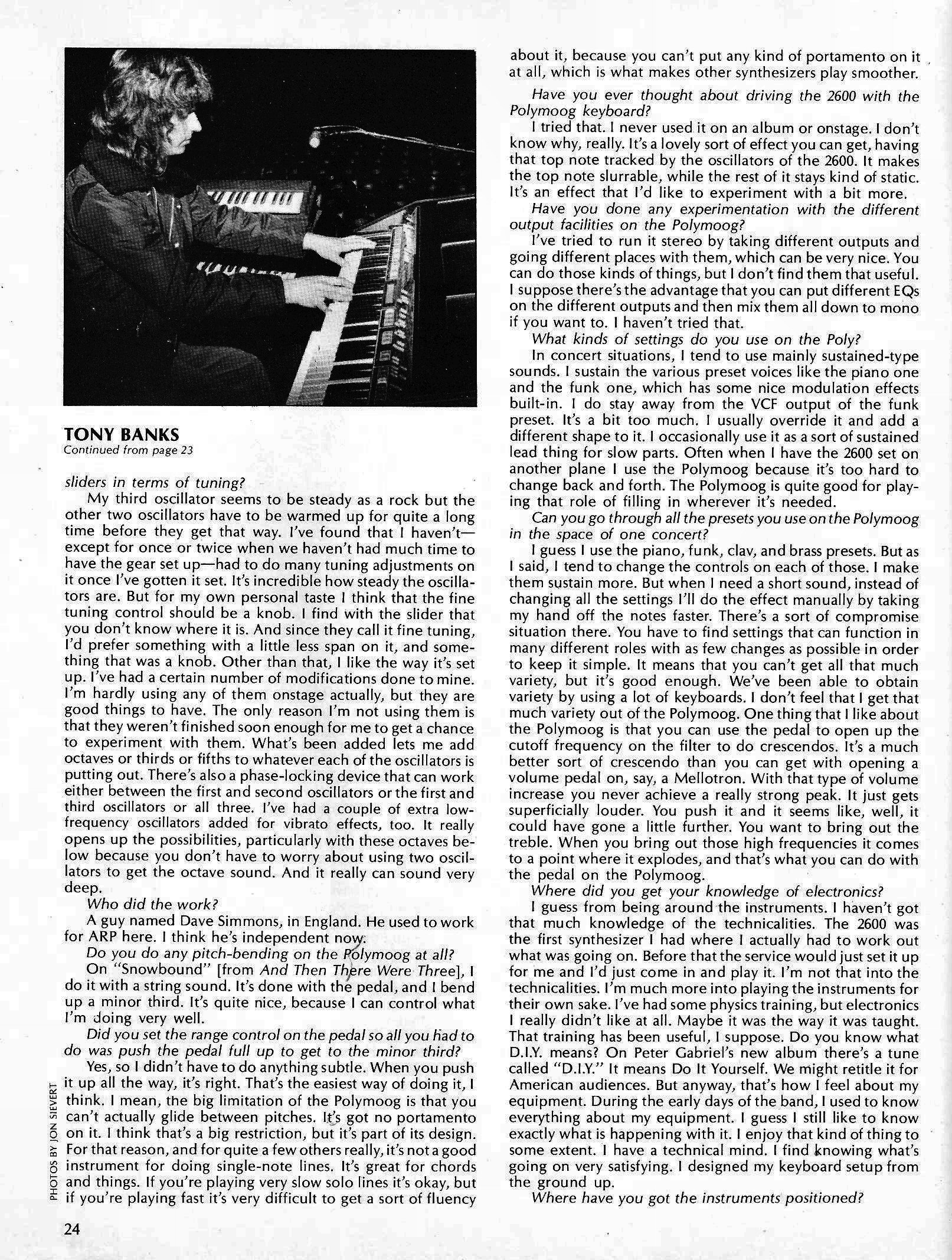 Contemporary Keyboard July 1978 – Tony Banks feature – The Genesis Archive