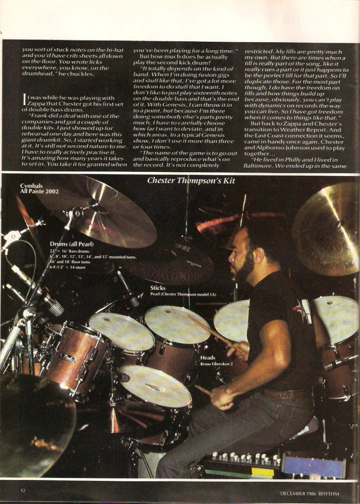 Rhythm Magazine – Chester Thompson – The Genesis Archive