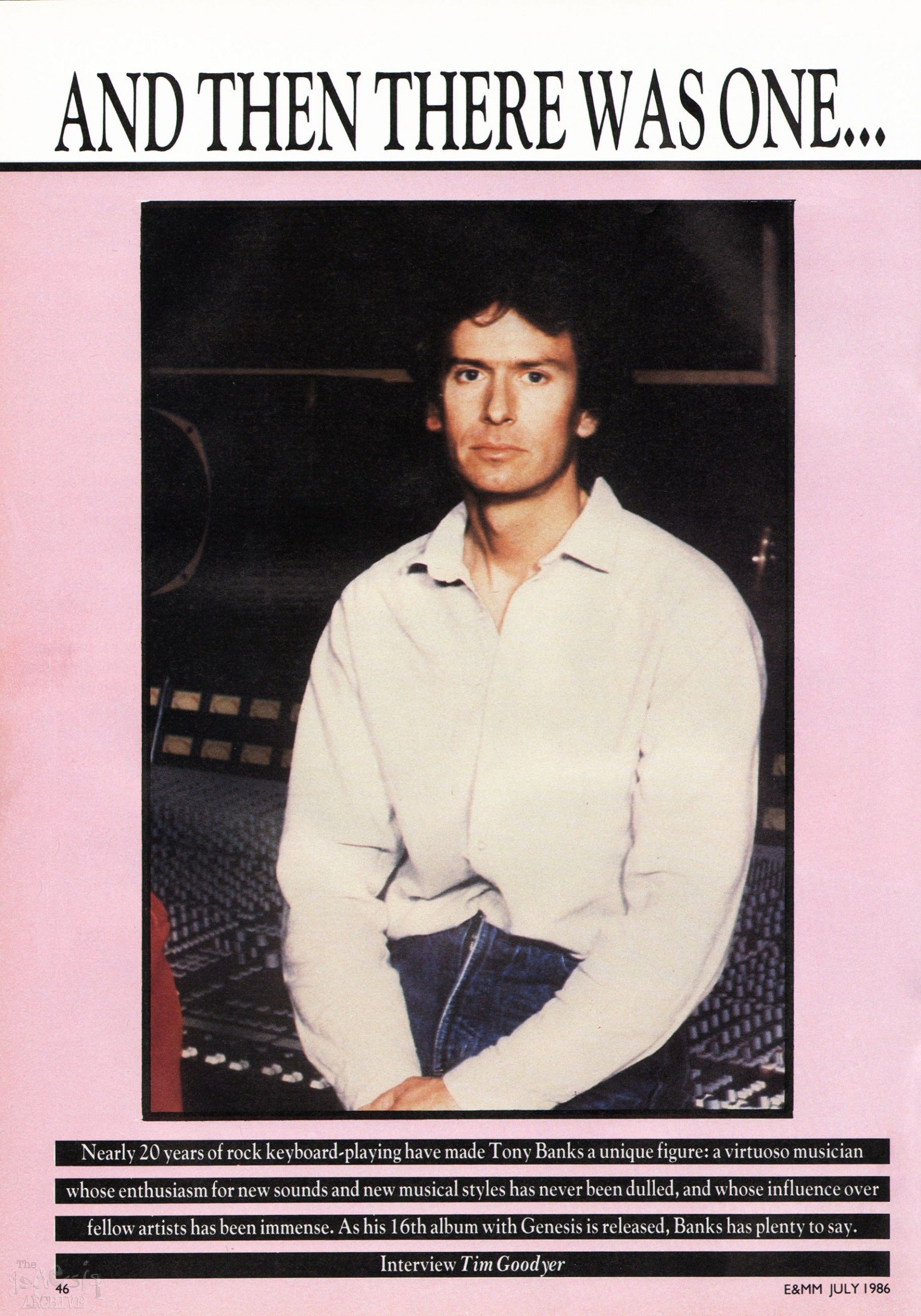 Electronics and Music Maker – Tony Banks interview – July – The Genesis ...