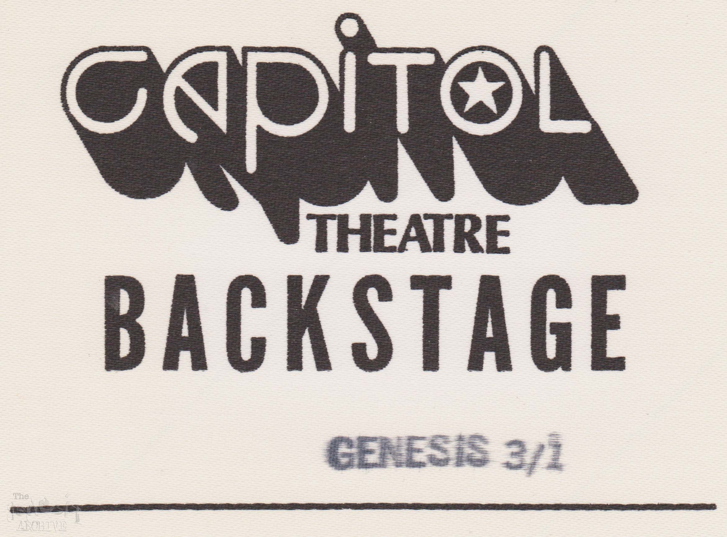 Cloth Pass – Genesis – Capitol Theatre – Passaic NJ – 1st March – The ...
