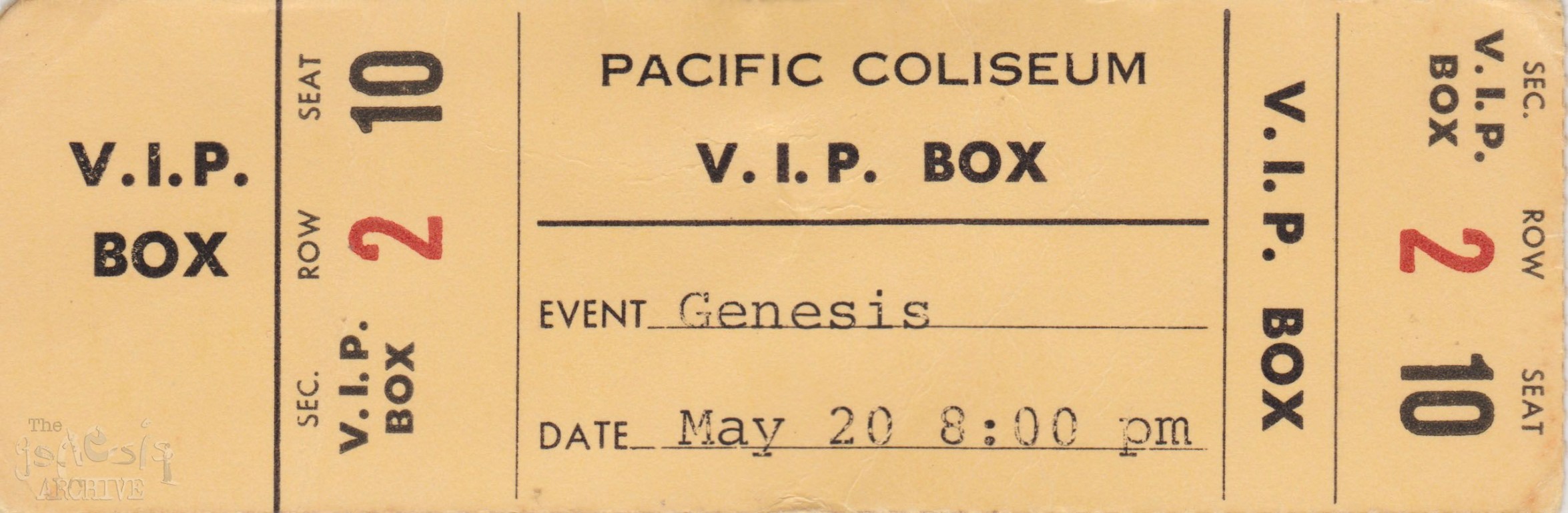 Genesis – Ticket – PNE Coliseum – Vancouver – 20th May – The Genesis ...