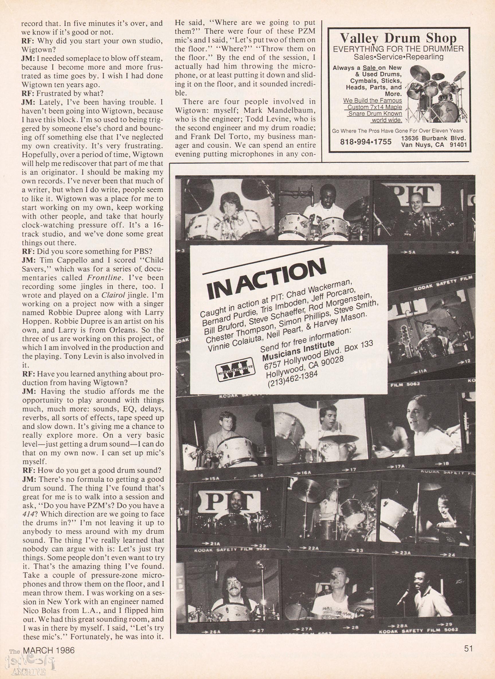 Interview – Jerry Marotta – Modern Drummer – March – – The Genesis Archive