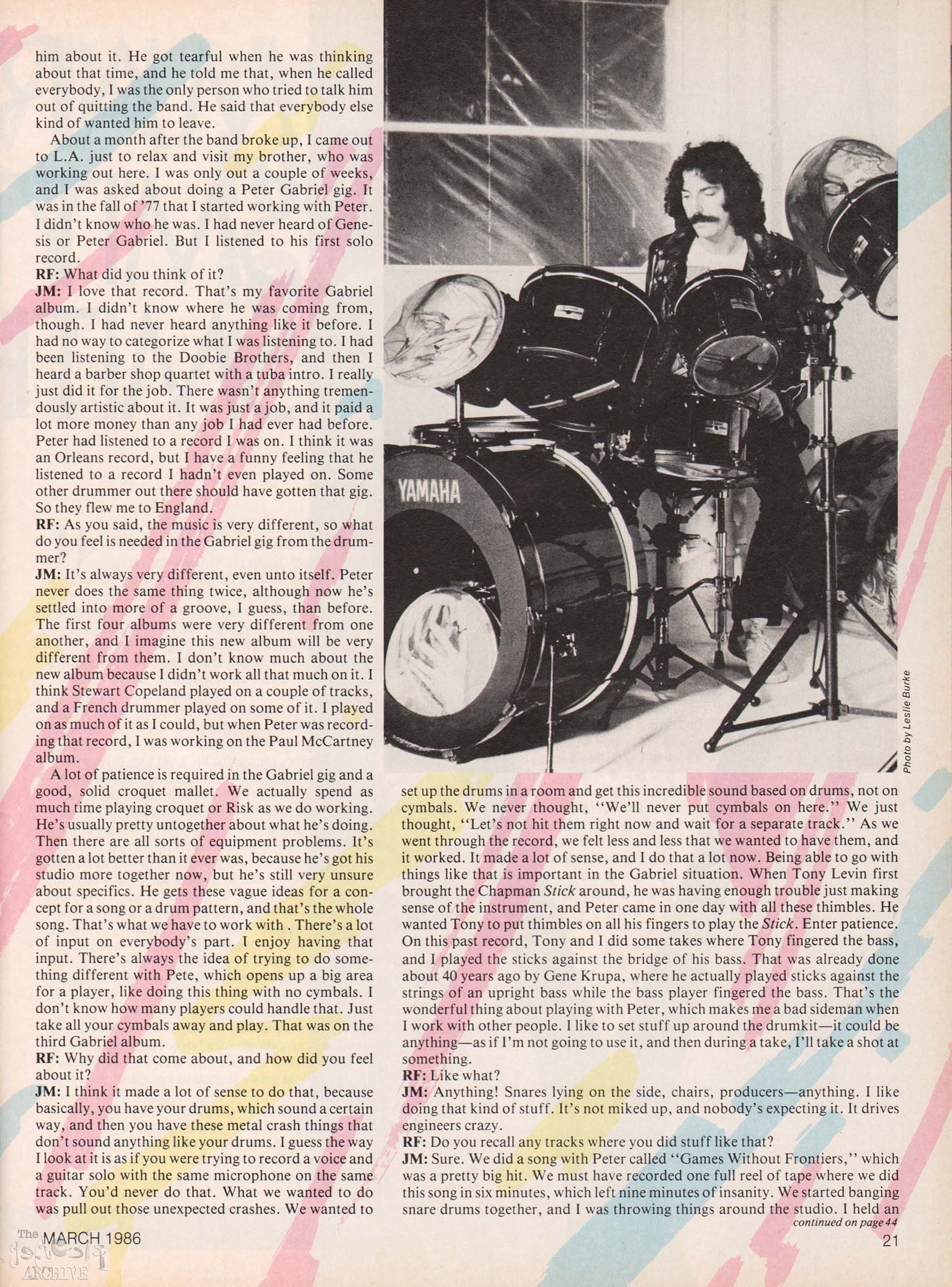 Interview – Jerry Marotta – Modern Drummer – March – – The Genesis Archive