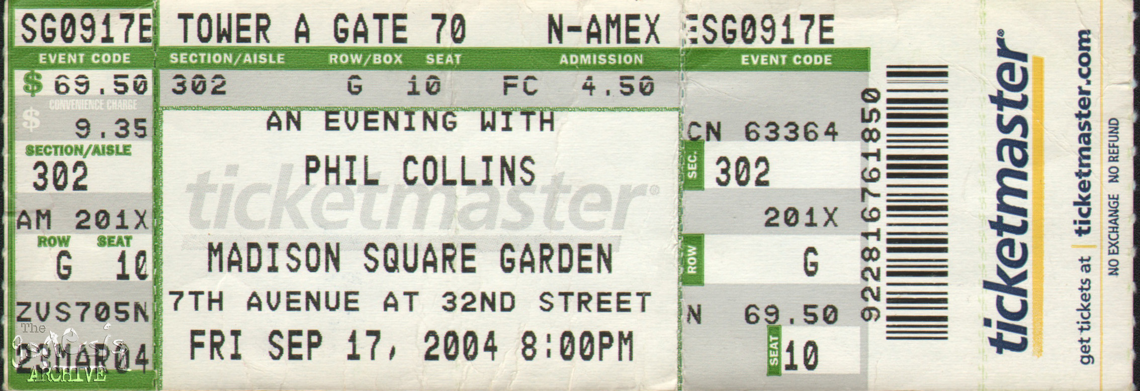Ticket – PC – Madison Square Garden – New York – 17th September – The ...