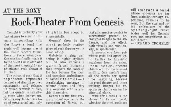 Gig review – Genesis – The Roxy – The Los Angeles Times – 19th December ...