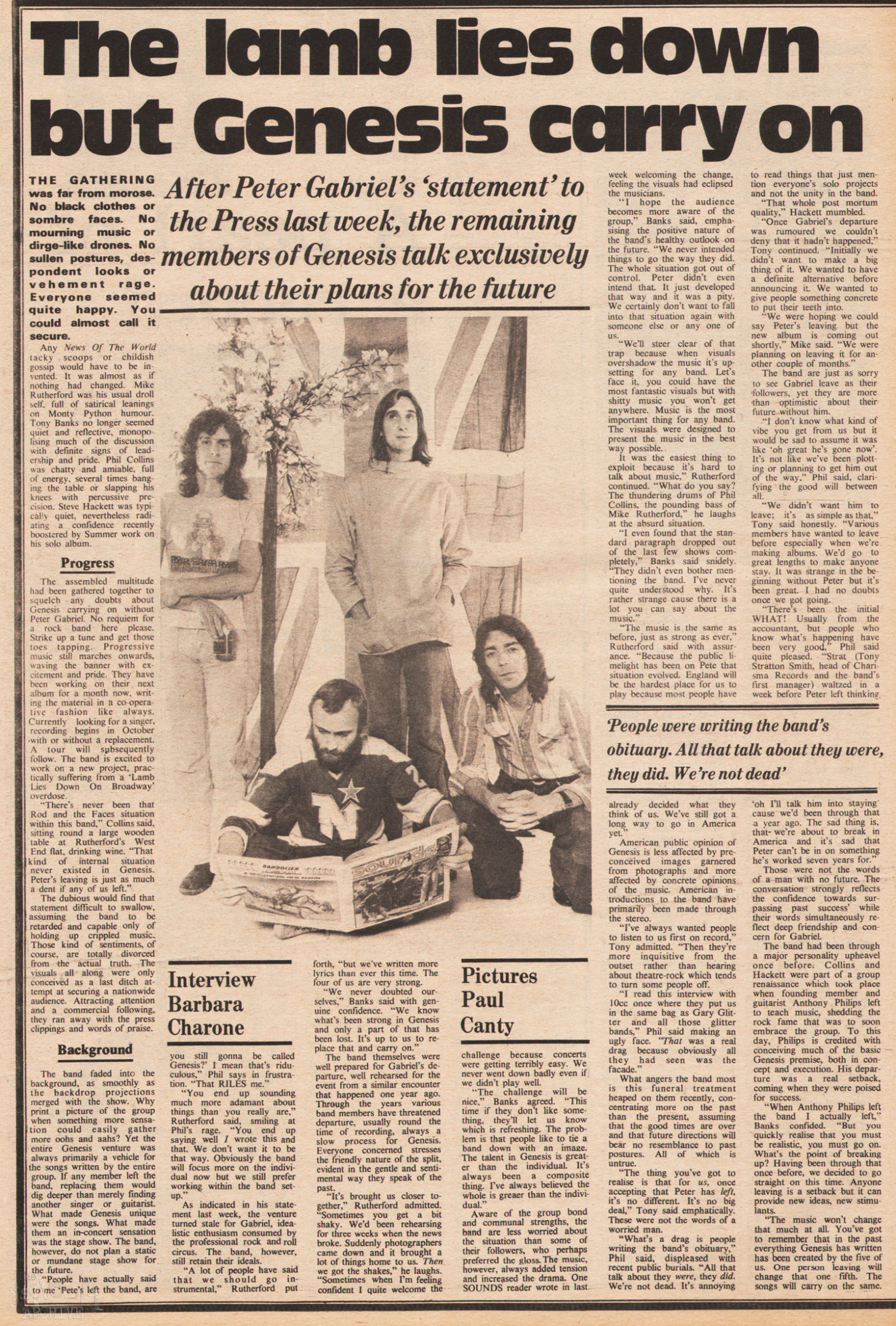 News – Genesis – How Can They Survive? – Sounds – 13th September – The ...
