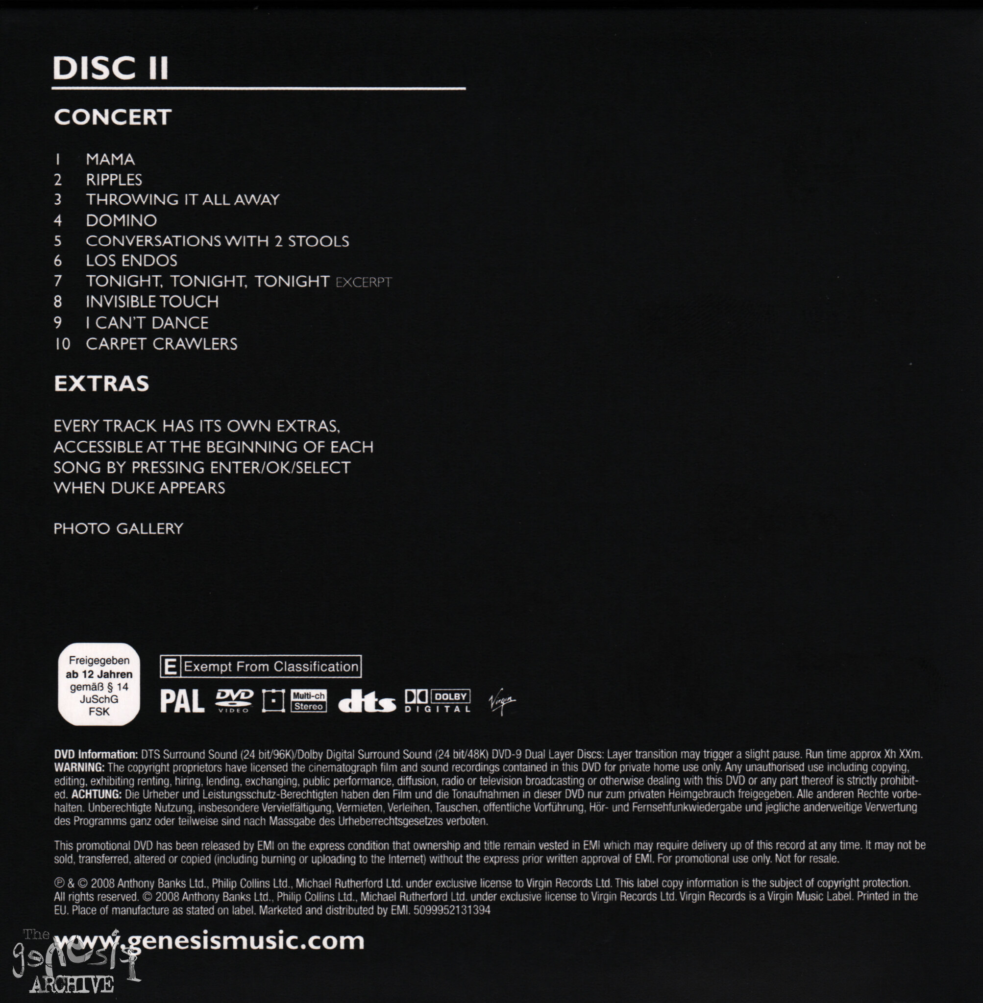 Press kit – Genesis – When In Rome – Live DVD – The Genesis Archive