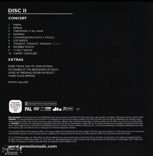 Press kit – Genesis – When In Rome – Live DVD – The Genesis Archive