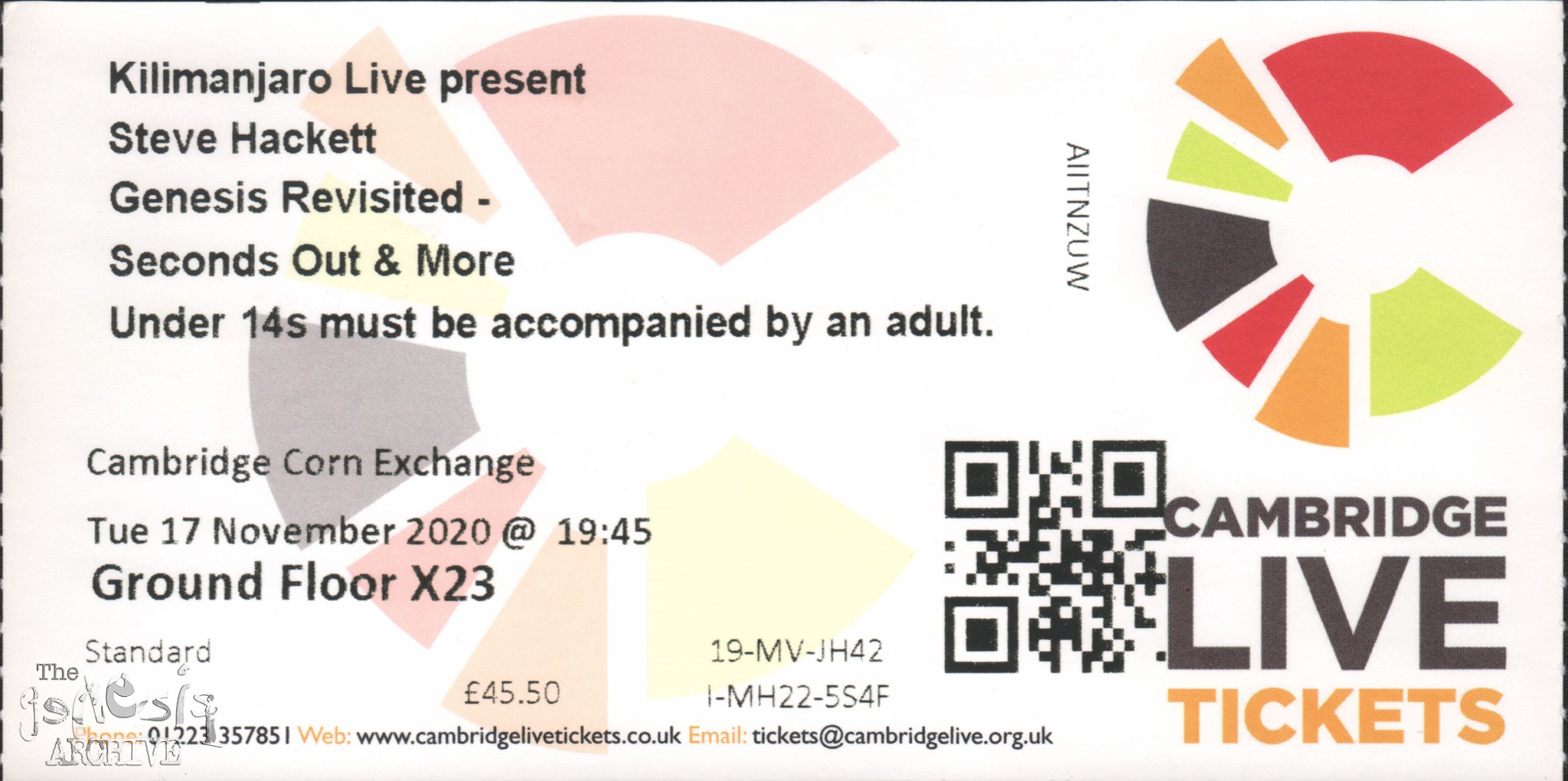 Ticket – SH – Cambridge Corn Exchange – Cambridge – 15th September ...
