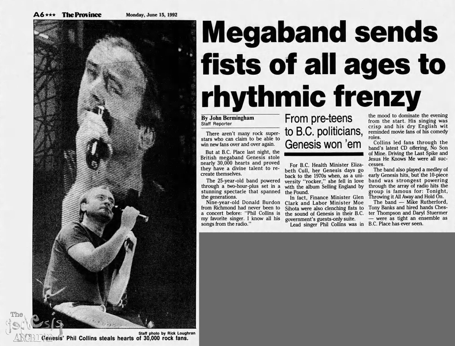 Concert review – Genesis – The Province – Vancouver – Canada – 15th ...