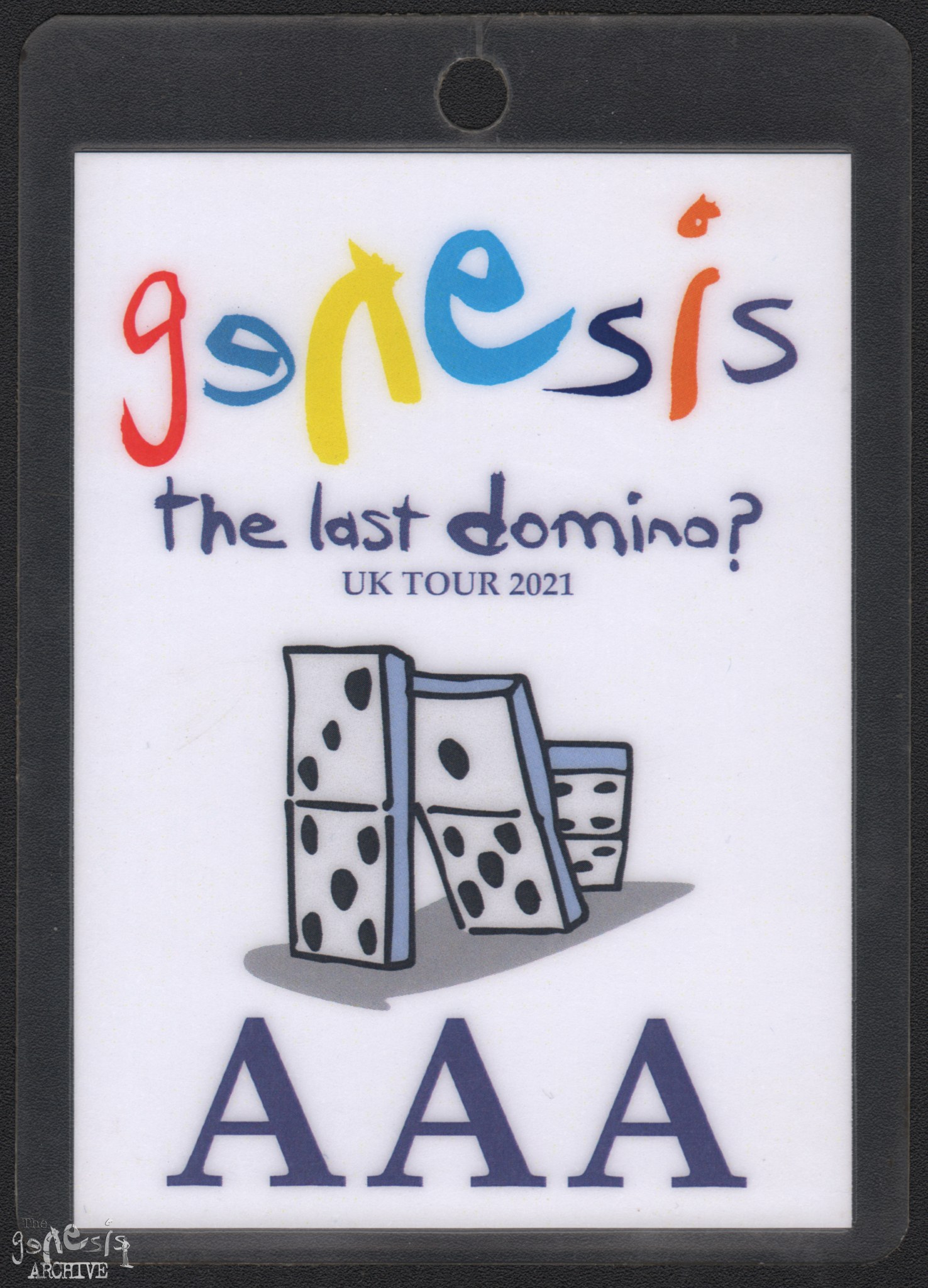 Laminate – Genesis – All Access Area’s pass – Last Domino tour – The Genesis Archive