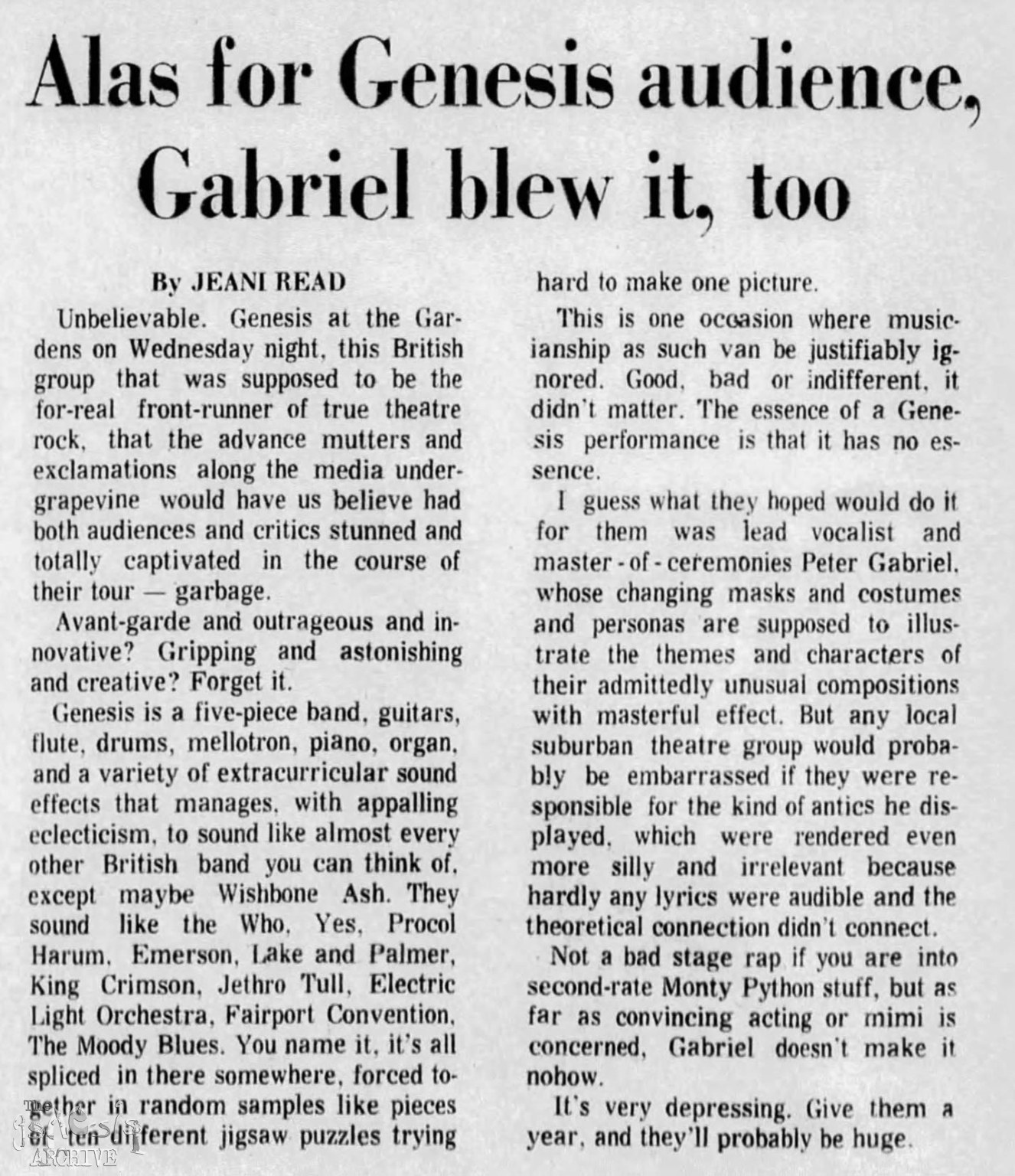 Concert review – Genesis – The Province – Vancouver – Canada – 29th ...