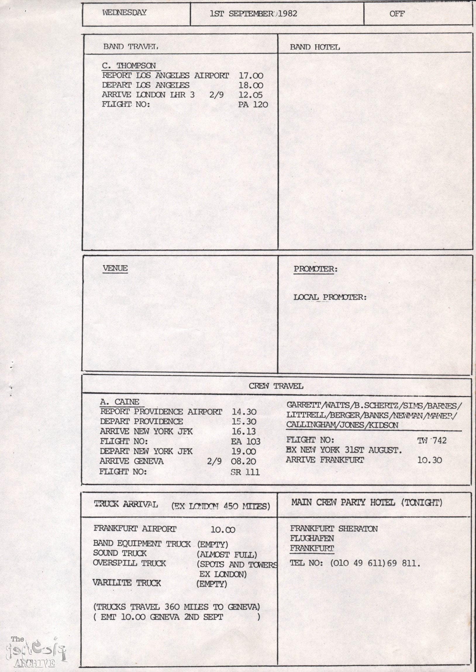 Tour itinerary – Genesis – Three Sides Live – European tour – The ...