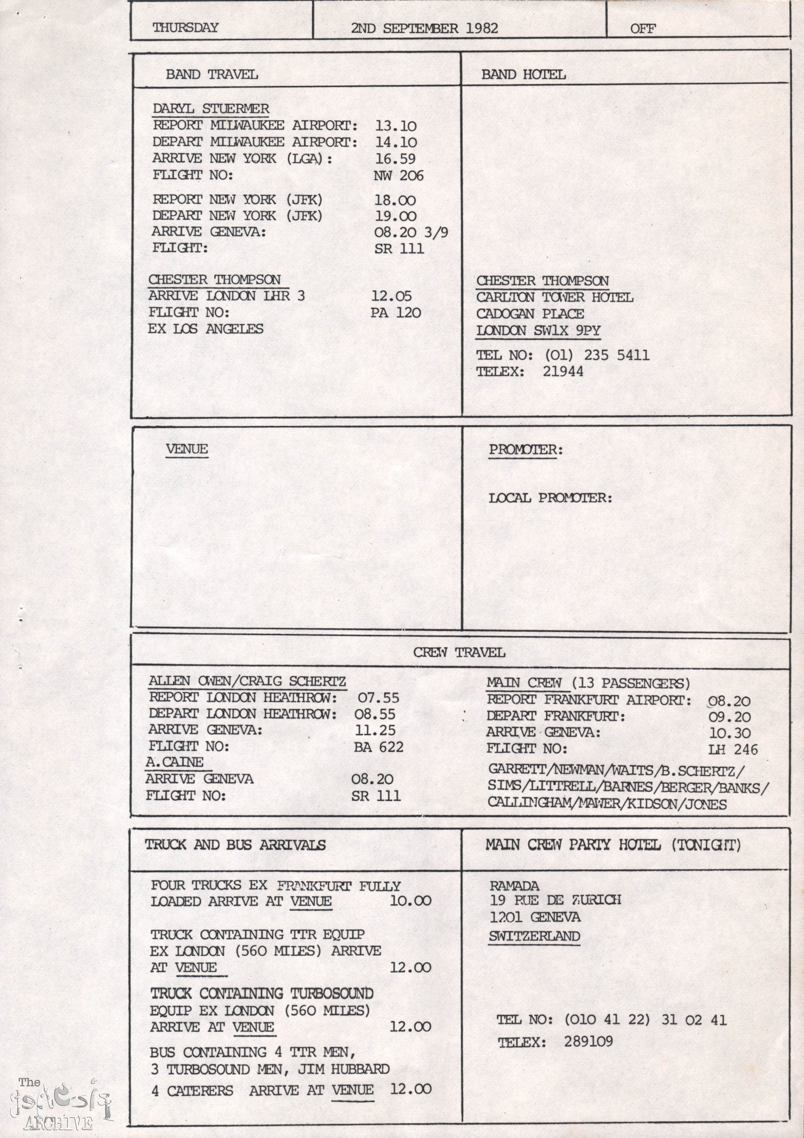 Tour itinerary – Genesis – Three Sides Live – European tour – The ...