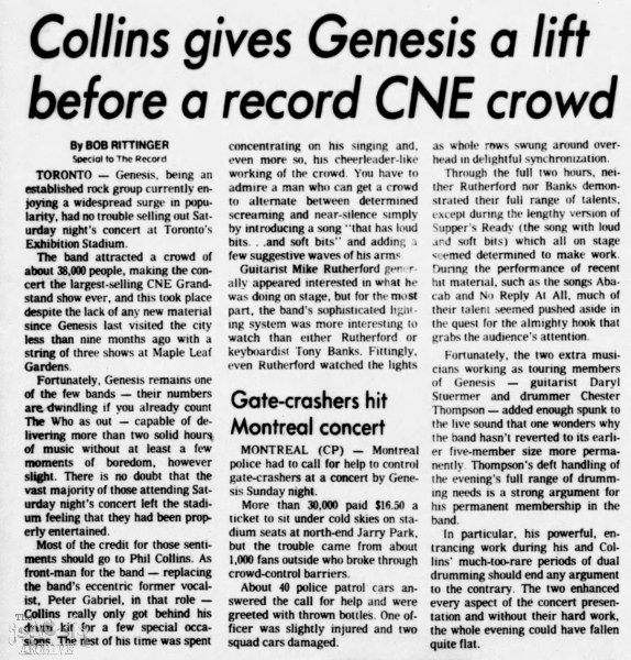 Concert review – Genesis – The Waterloo Region Record – Kitchener ...