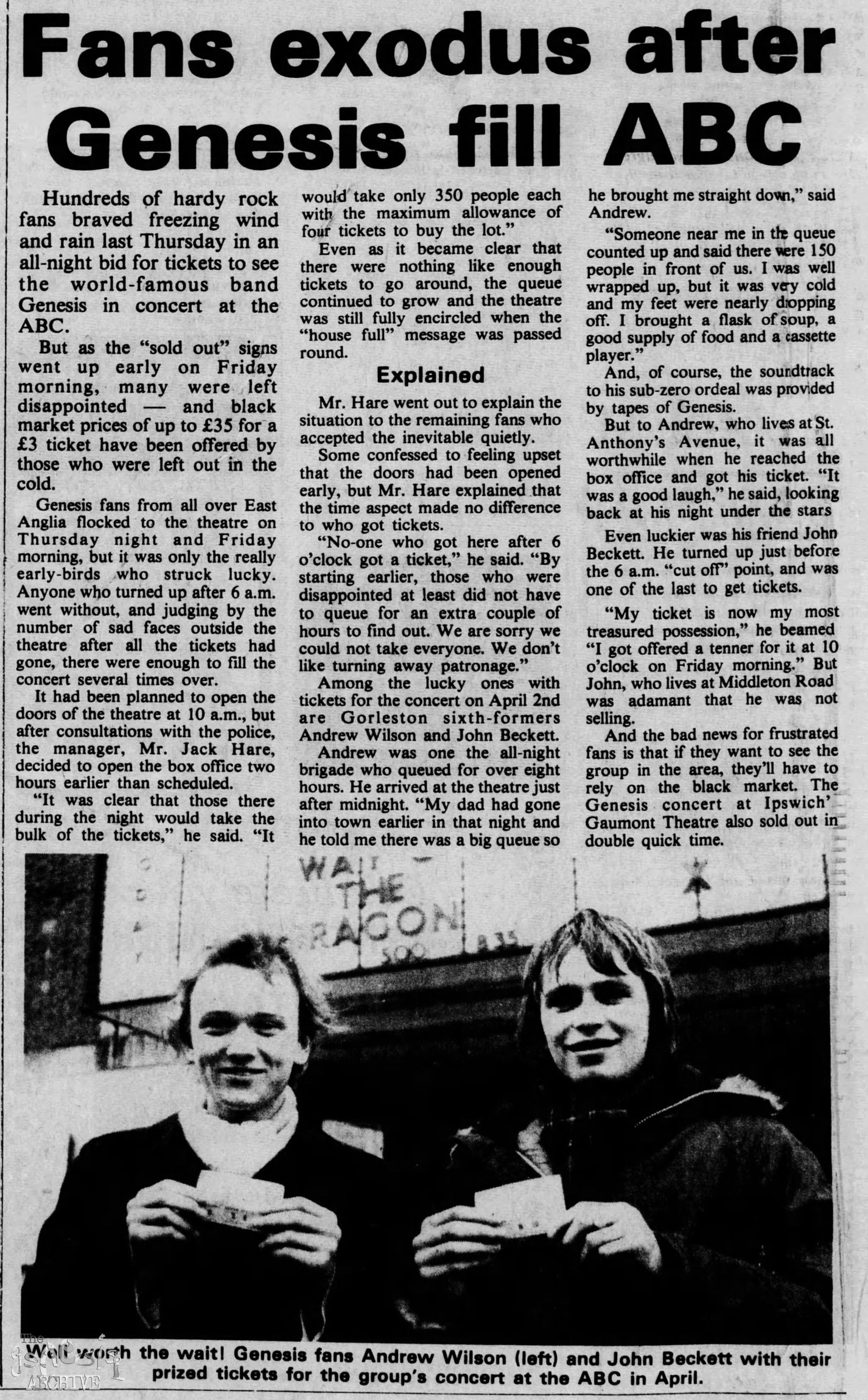 Tour news – Genesis – The Yarmouth Mercury – Great Yarmouth – 8th ...