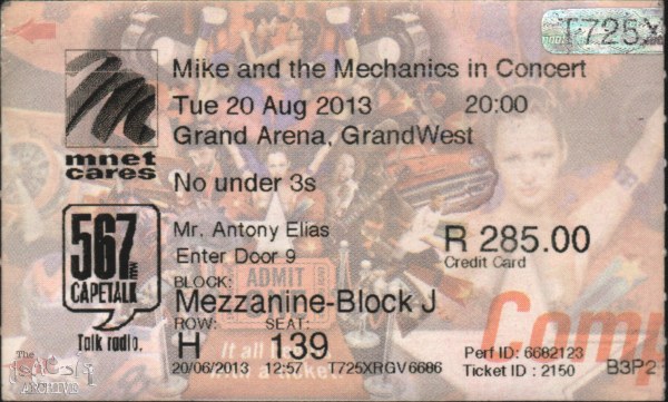 Ticket – MM – The Grand Arena – Grand West – Cape Town – 20th August ...